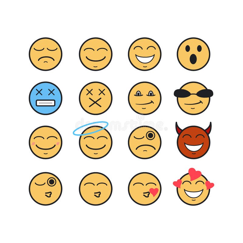 Vector Emotion Feeling Flat Style Stock Vector - Illustration of sign ...