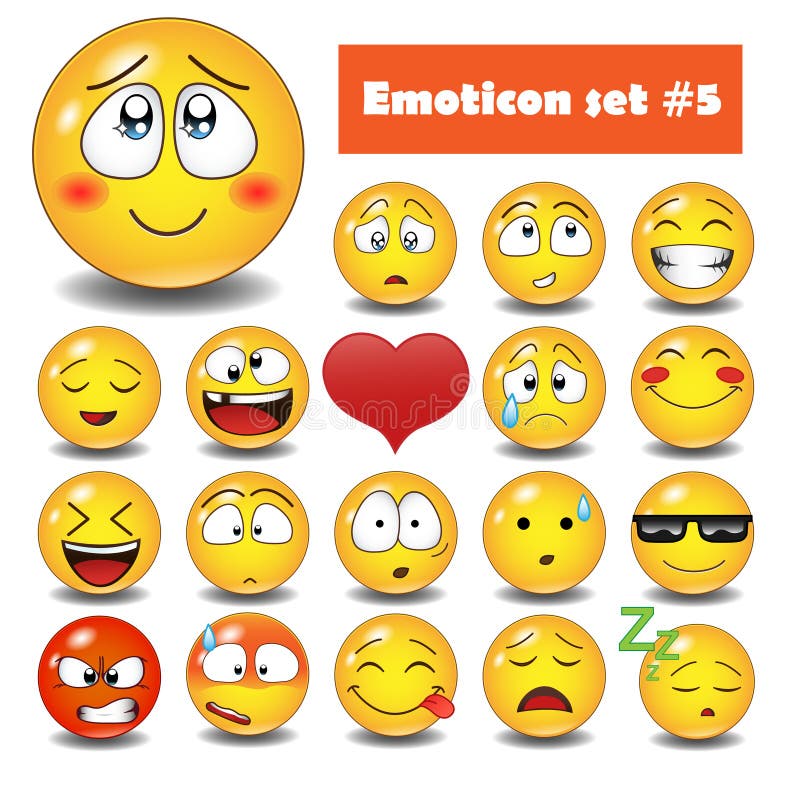 Vector Emotional Face Icons Stock Vector - Illustration of expression ...