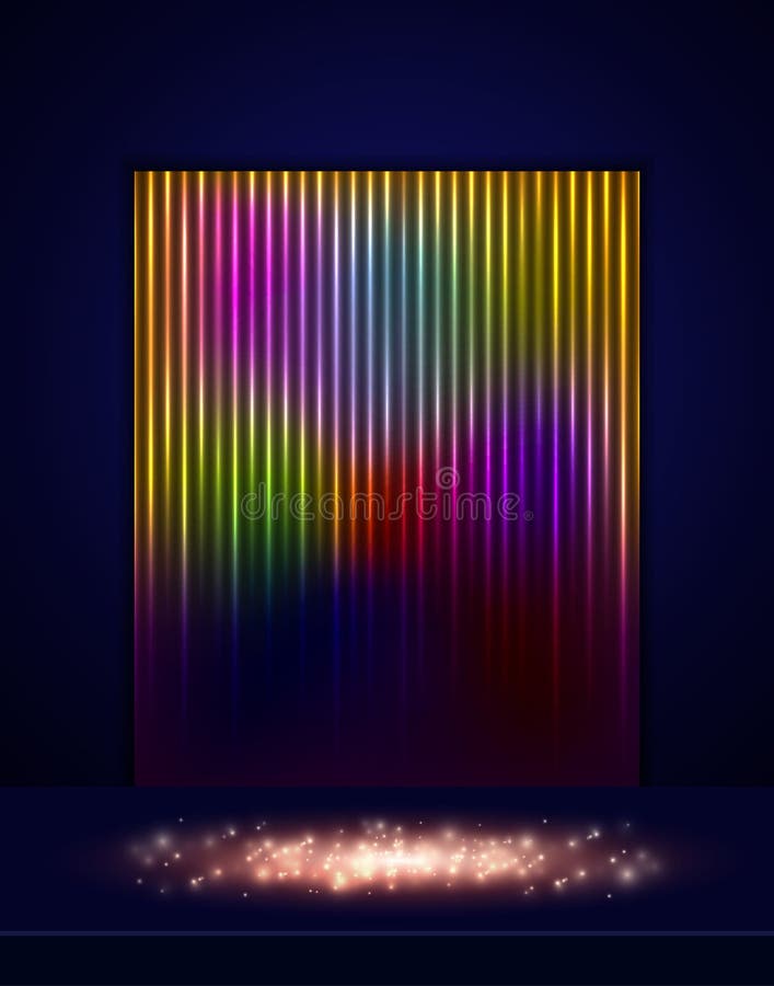 Vector Empty Neon Table or Room Wall Background for Design Stock ...