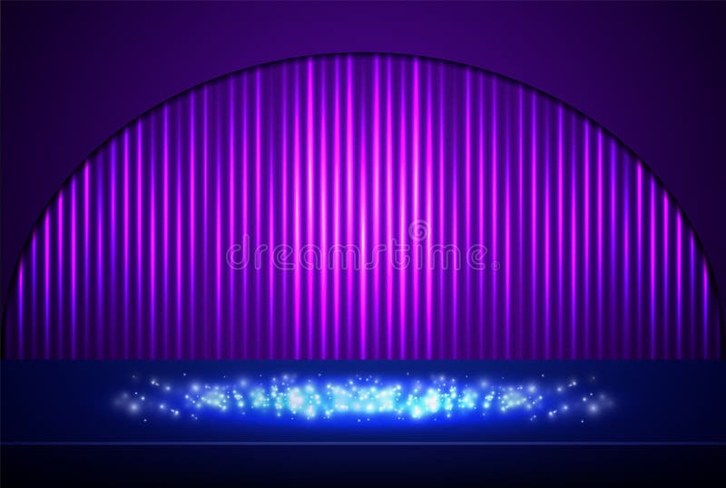 Vector Empty Neon Table or Room Wall Background for Design Stock ...