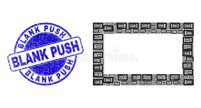 Rubber Blank Push Badge and Empty Rectangle Recursion Mosaic of Self ...