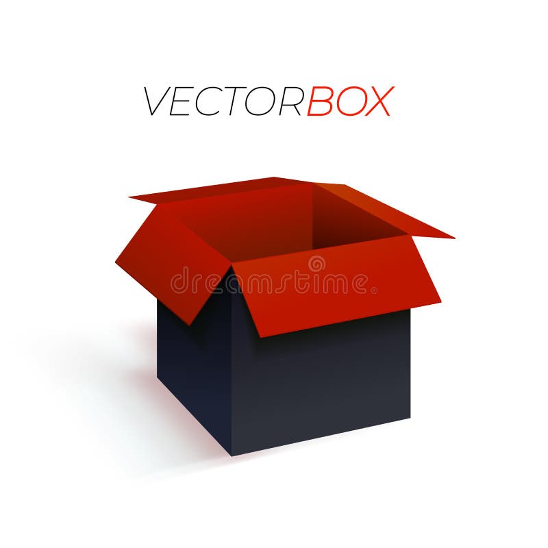 Vector Empty Red and Black Box, 3d Illustration, Blank Box. Stock ...
