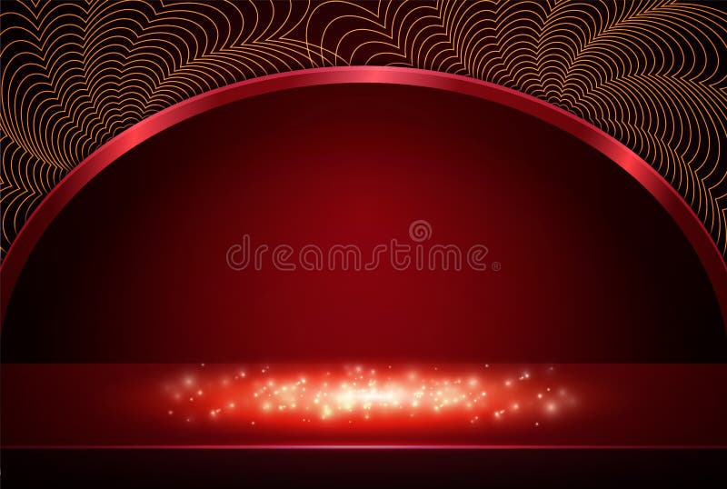 Vector Empty Red Shine Table or Room Wall with Abstract Pattern ...
