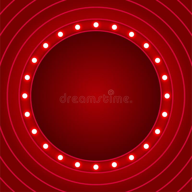 Vector Empty Retro Circus Billboard Frame with Electric Bright Glowing ...