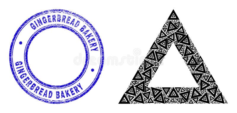 Grunge Gingerbread Bakery Stamp and Empty Triangle Fractal Mosaic of ... Grunge Gingerbread Bakery Stamp and Empty Triangle Fractal Mosaic of ...