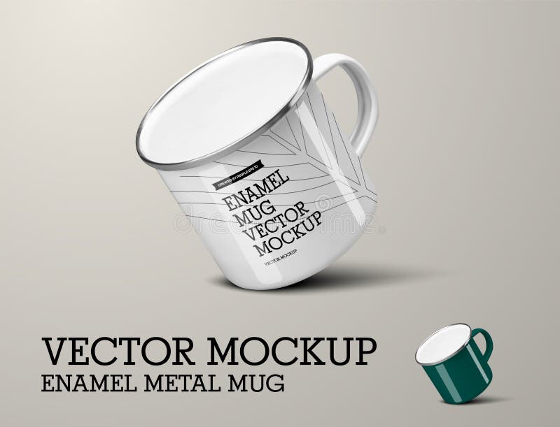 Vector Enameled Metal Mug Template with Handle, Mirror Border, Diagonal ...
