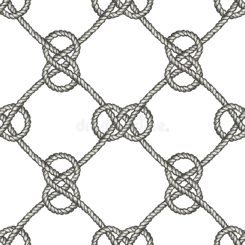 Vector Endless Nautical Rope Pattern, Hand Drawn Stock Vector ...