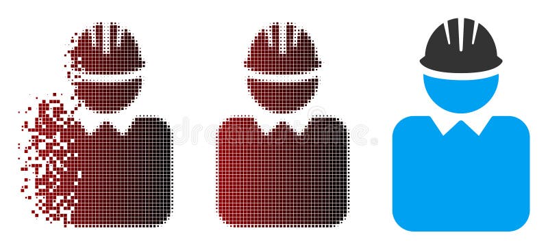 Dissipated Pixel Halftone Engineer Icon Stock Vector - Illustration of ...