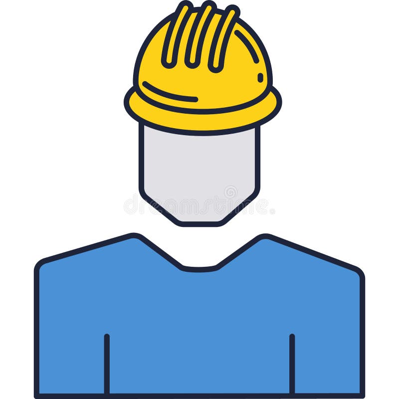 Vector Engineer Icon. Stylized Logo of Human in Blue Hard Hat and Tie ...