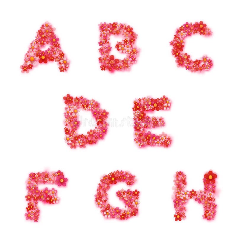 Vector English Floral Alphabet with Flowers Stock Vector - Illustration ...