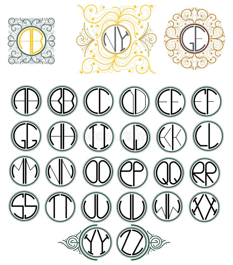 Vector English Font with Monogram Stock Vector - Illustration of ...