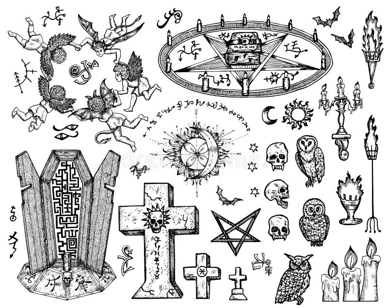 Vector Engraved Illustration in Gothic and Mystic Style. Stock Vector ... Vector Engraved Illustration in Gothic and Mystic Style. Stock Vector ...