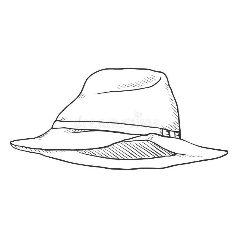 Vector Enige Schets Trilby Hat Vector Illustratie - Illustration of ...