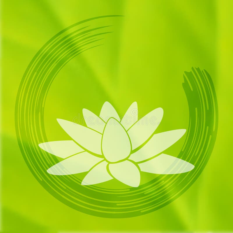 Vector Enso Zen Circle with Lotus Flower. Stock Vector - Illustration ...