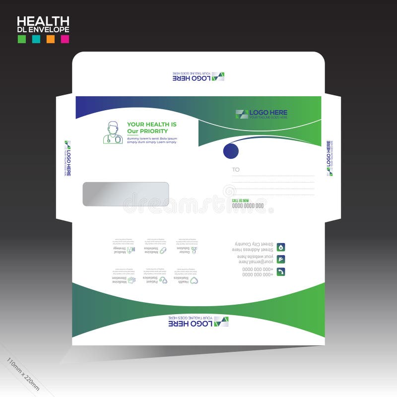 Envelope Design for Health and Any Use Stock Vector - Illustration of ...