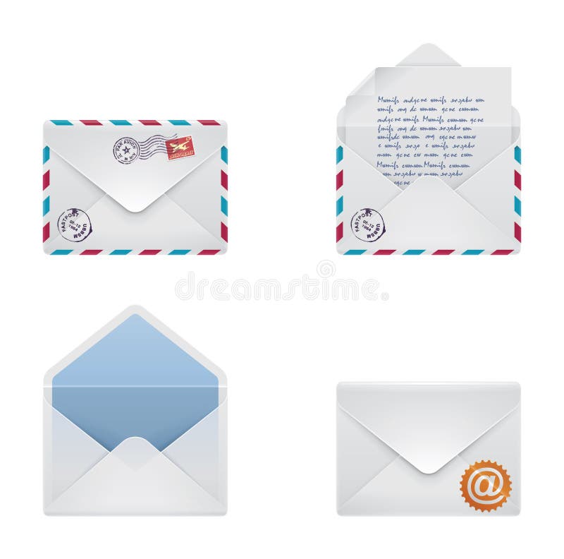 Vector envelope icon set stock vector. Illustration of incoming - 25418208