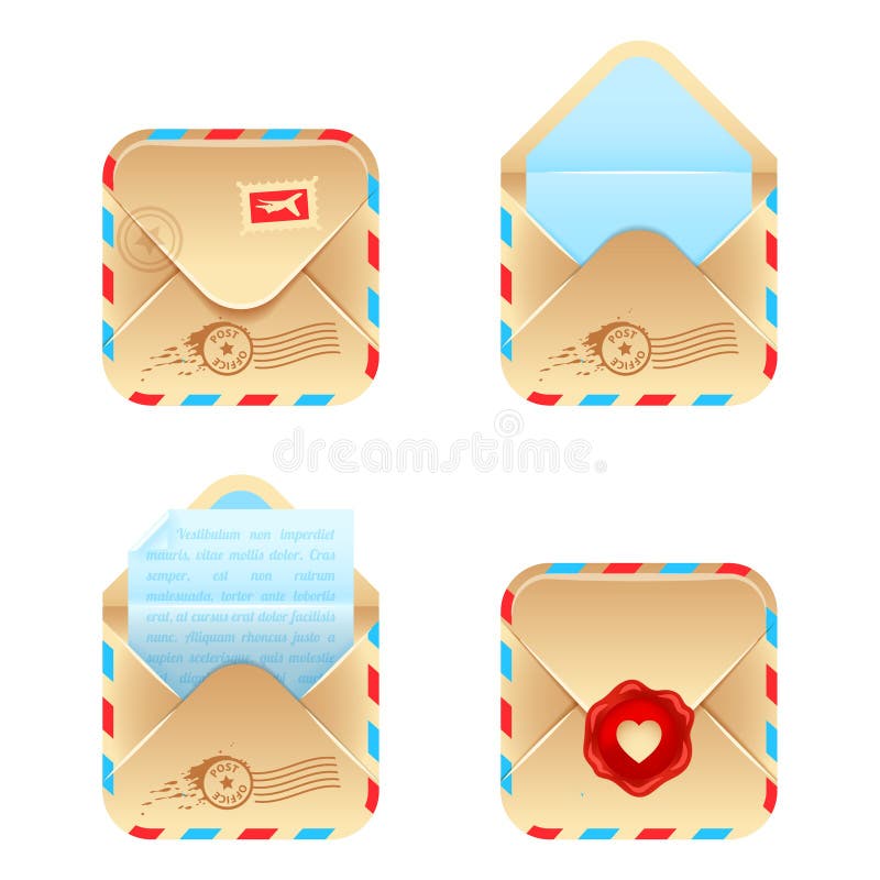 Vector envelope icon set stock vector. Illustration of incoming - 25418208