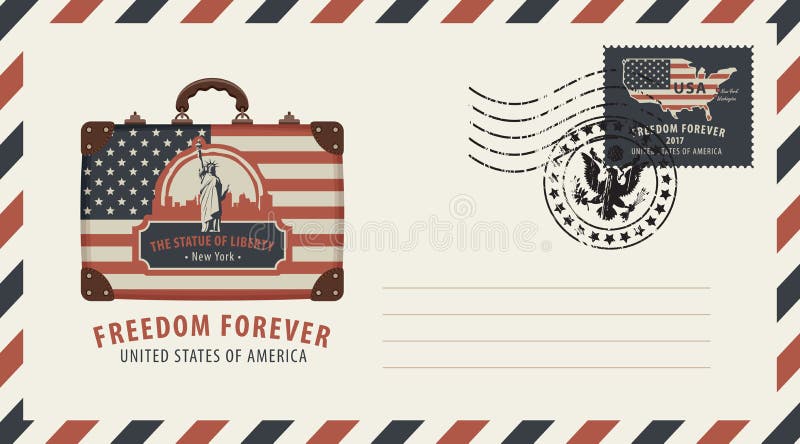 Envelope with Map of America in Colors of Flag Stock Vector ...