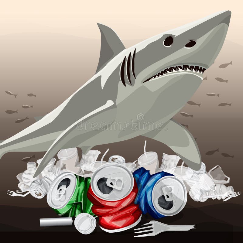 Environment Pollution Illustration and Shark Stock Vector ...
