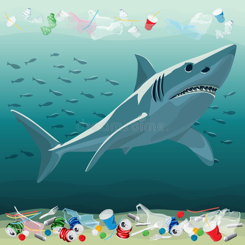 Environment Pollution Illustration and Shark Stock Vector ...