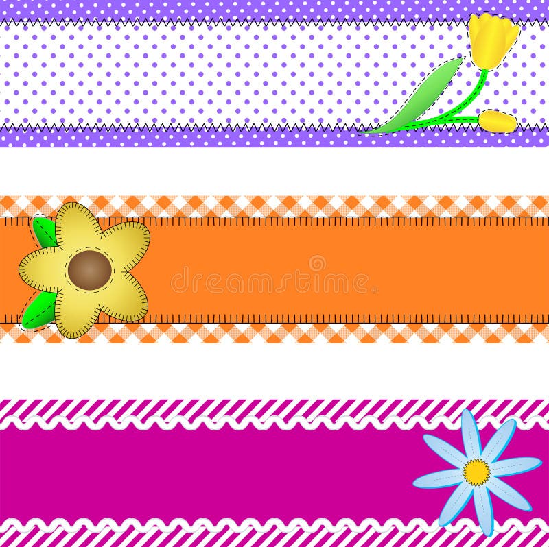 Vector EPS10 Three Flower Borders with Dots, Gingh Stock Vector ...