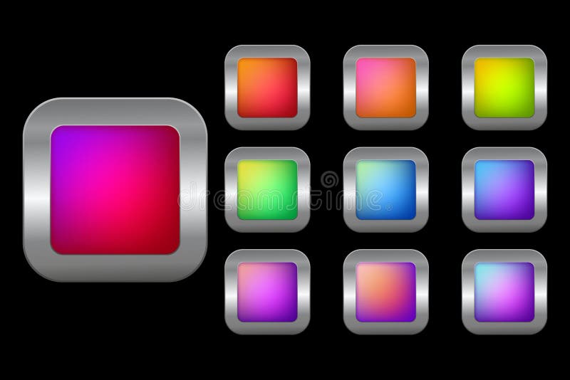 Vector Framed Square Web Buttons Set Stock Vector - Illustration of ...
