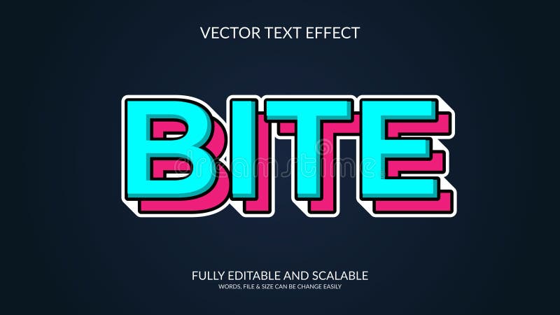 Bite Vector Eps 3d Text Effect Design. Stock Illustration ...