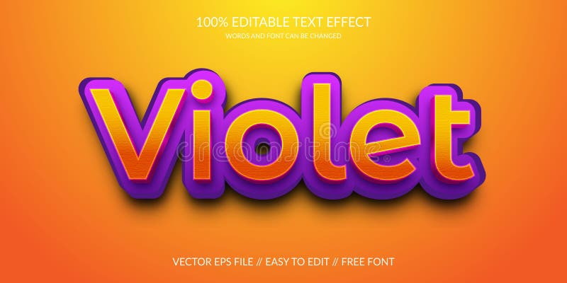 Violet Vector Eps Customize 3d Text Effect Illustration. Stock ...