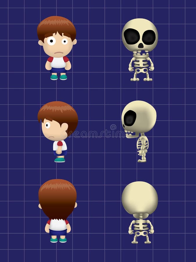 Boy Skeleton X-Ray Big Head Cartoon Vector Stock Vector - Illustration ...