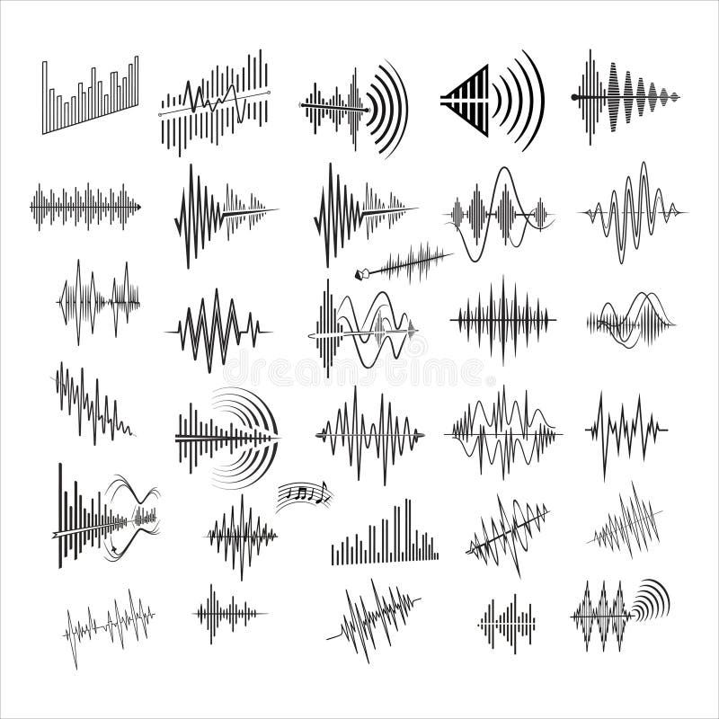 Vector Equalizer Sound Wave - Black Audio Waveform Illustration. Stock ...