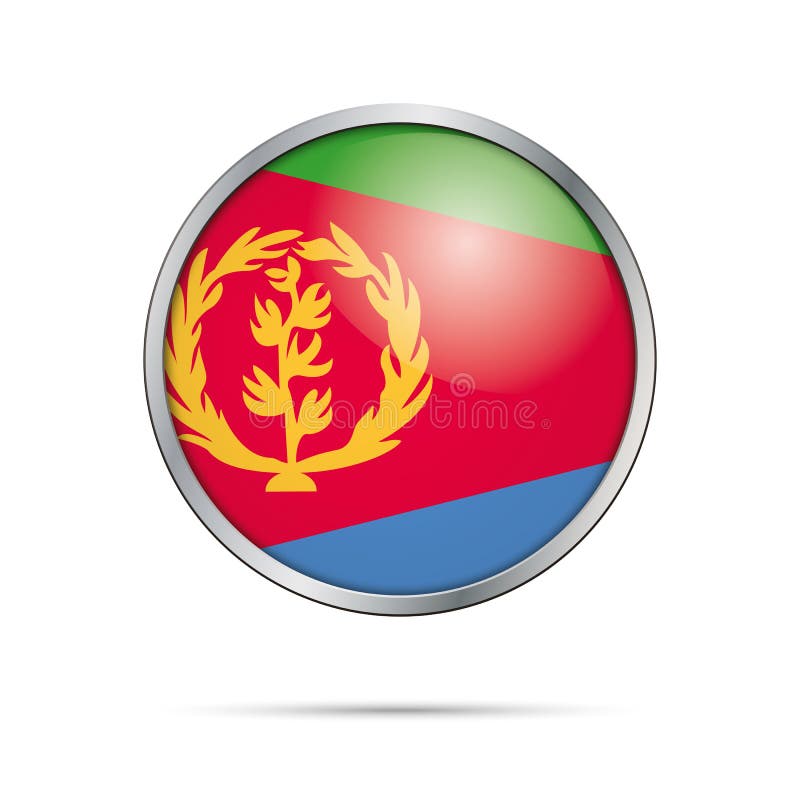 Vector Eritrean Flag Button Eritrea Flag In Glass Button Style Stock