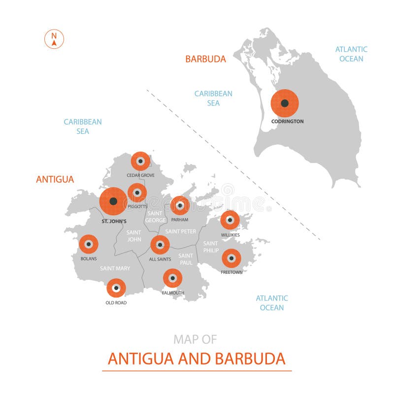 Ejemplo Infographic Del Vector Del Mapa De Antigua Y De Barbuda ...