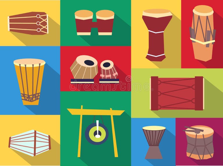 Vector ethnic drums stock vector. Illustration of mrdanga - 66278457