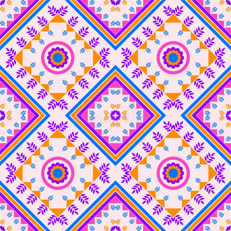 Vector Ethnic Fabric Oriental Pattern Traditional. Design Quadrilateral ...