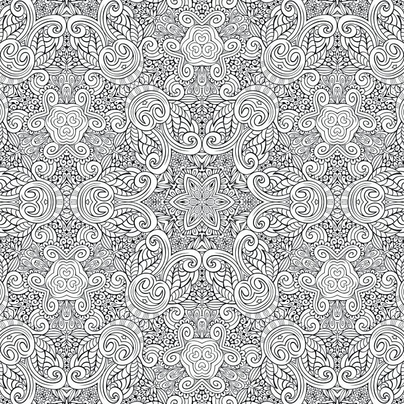 Vector Ethnic Hand Drawn Outline Seamless Pattern Stock Vector ...