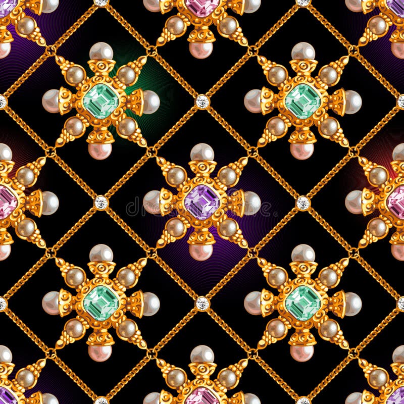 Vector Ethnic Jewelry. Earrings Seamless Pattern. Stock Vector ...