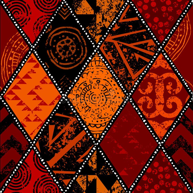 Vector Ethnic Tribal Pattern. Seamless Art Image. Rhombuses Patchwork. Stock Vector ...