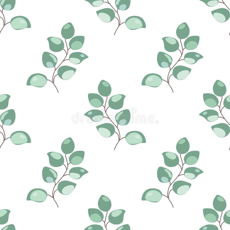 Eucaliptus Pattern Seamless. Gentle Light Green Eucaliptus Leaves ...