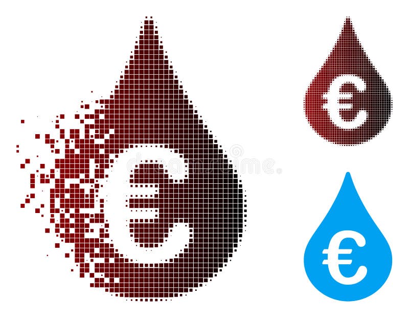 Fragmented Pixel Halftone Euro Fuel Drop Icon Stock Vector ...