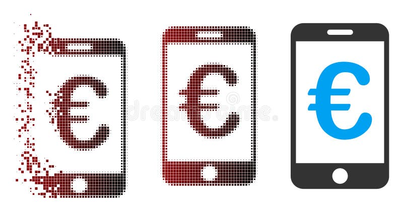 Broken Pixel Halftone Euro Mobile Payment Icon Stock Vector ...