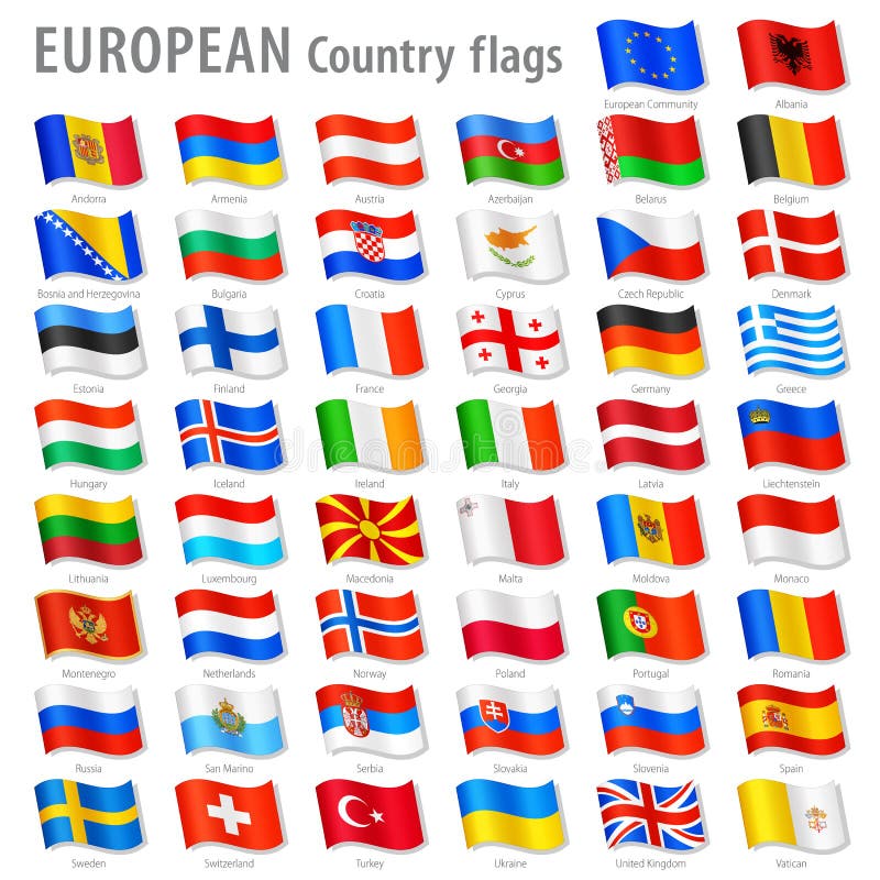 National Flags Of European Countries Europe Set Of All Member States