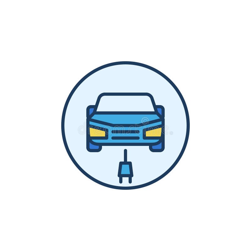 Vector EV with Plug Concept Round Colored Icon Stock Vector ...