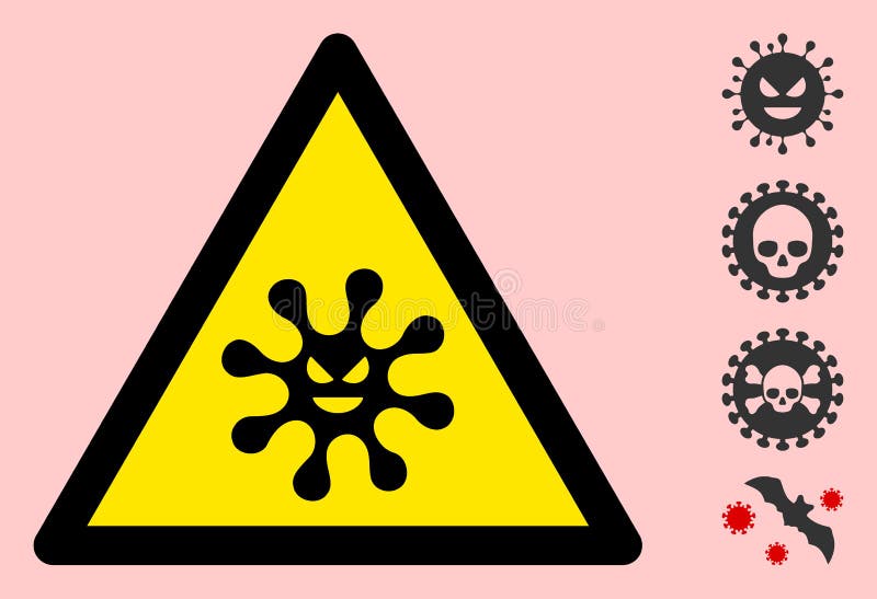 Vector Evil Virus Warning Triangle Sign Icon Stock Illustration ...