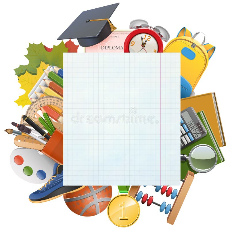 Vector Exercise Book Sheet with School Accessories Stock Vector ...