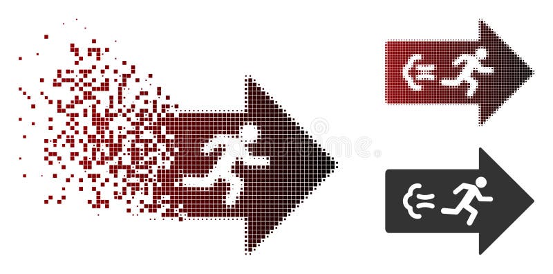 Shredded Pixel Halftone Exit Direction Icon Stock Vector - Illustration ...