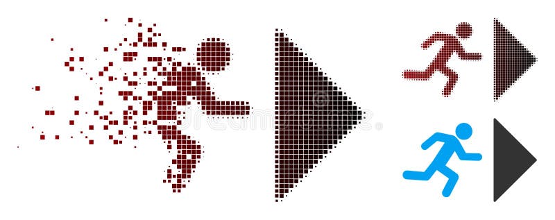 Disappearing Pixel Halftone Exit Direction Icon Stock Vector ...