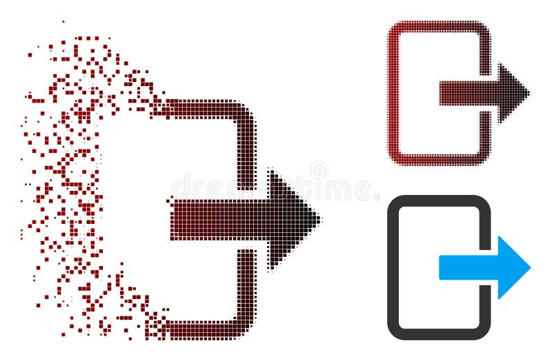 Dissipated Pixel Halftone Exit Door Icon Stock Vector - Illustration of ...
