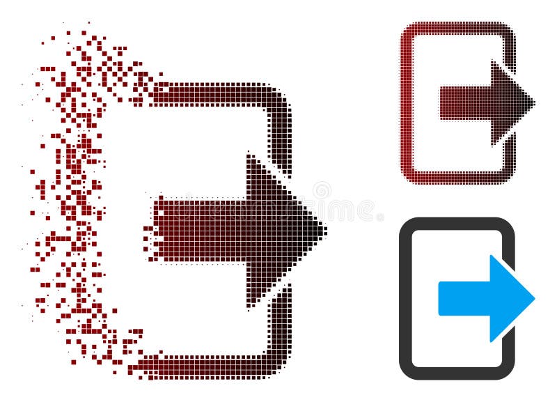 Sparkle Pixel Halftone Exit Door Icon Stock Vector - Illustration of ...