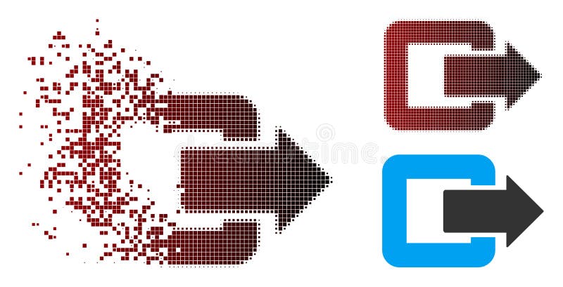 Dispersed Pixel Halftone Exit Door Icon Stock Vector - Illustration of ...