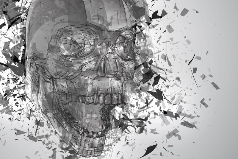 Vector Exploded Skull With Splashes In All Directions. Stock ...